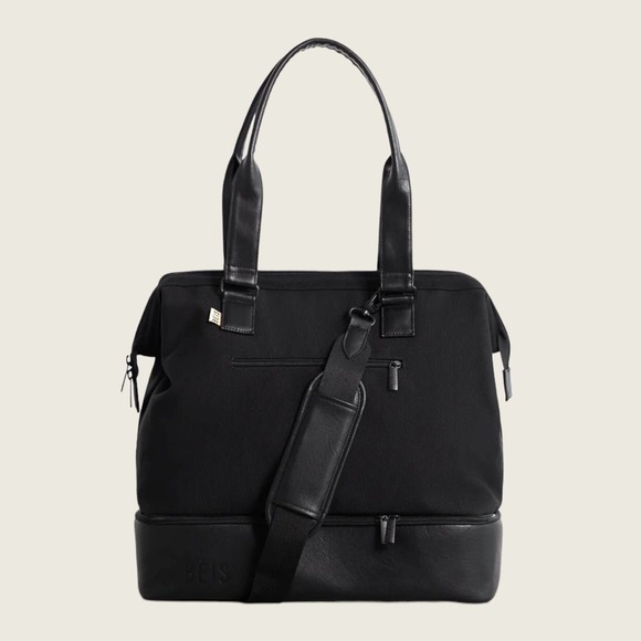 BEIS | Bags | Nwt Beis The Mini Weekender Black Travel Tote Minimalist ...
